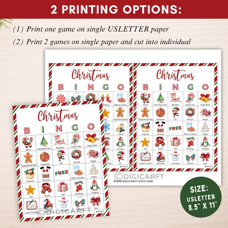 Christmas Bingo Games for Adult,christmas Bingo Cards,holiday Bingo ...