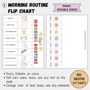 Kids Flip Routine Chart Editable Printable,morning Flip Done,evening ...