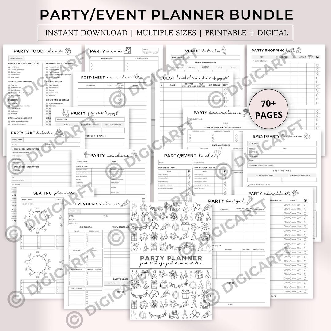 Party Planner Bundle Printable,event Planner Notebook,digital Birthday ...