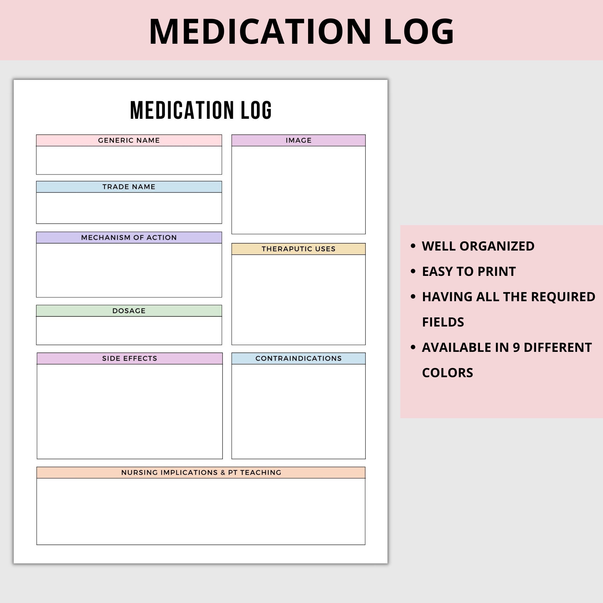 Med Surg Notes Templates,student Nurse Template,pharmacology Notes ...