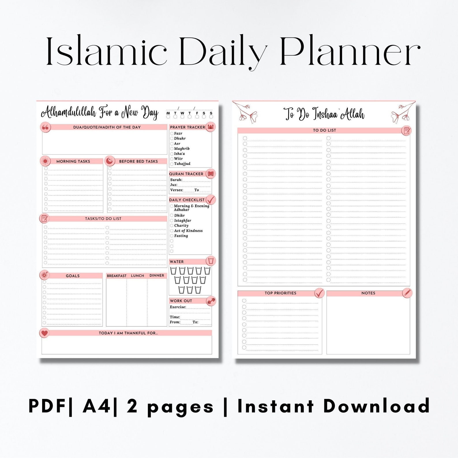 Islamic Daily Planner Printable Islamic Planner Muslim - Etsy