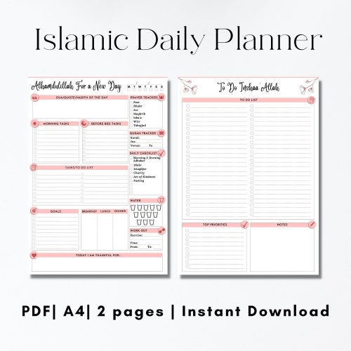 Islamic Daily Planner Printable Islamic Planner Muslim - Etsy