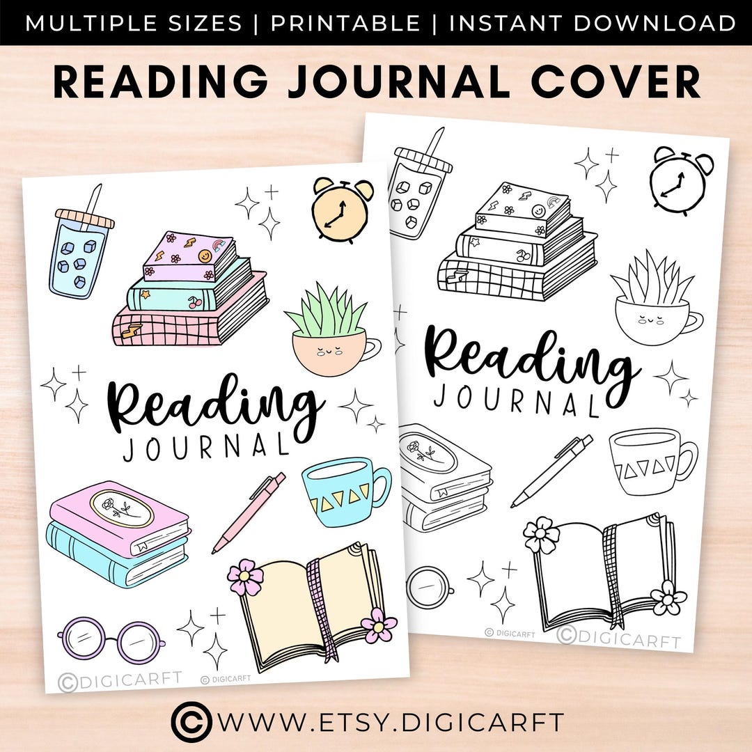 Reading Journal Cover Page Printable,book Planner Title Coloring Page ...