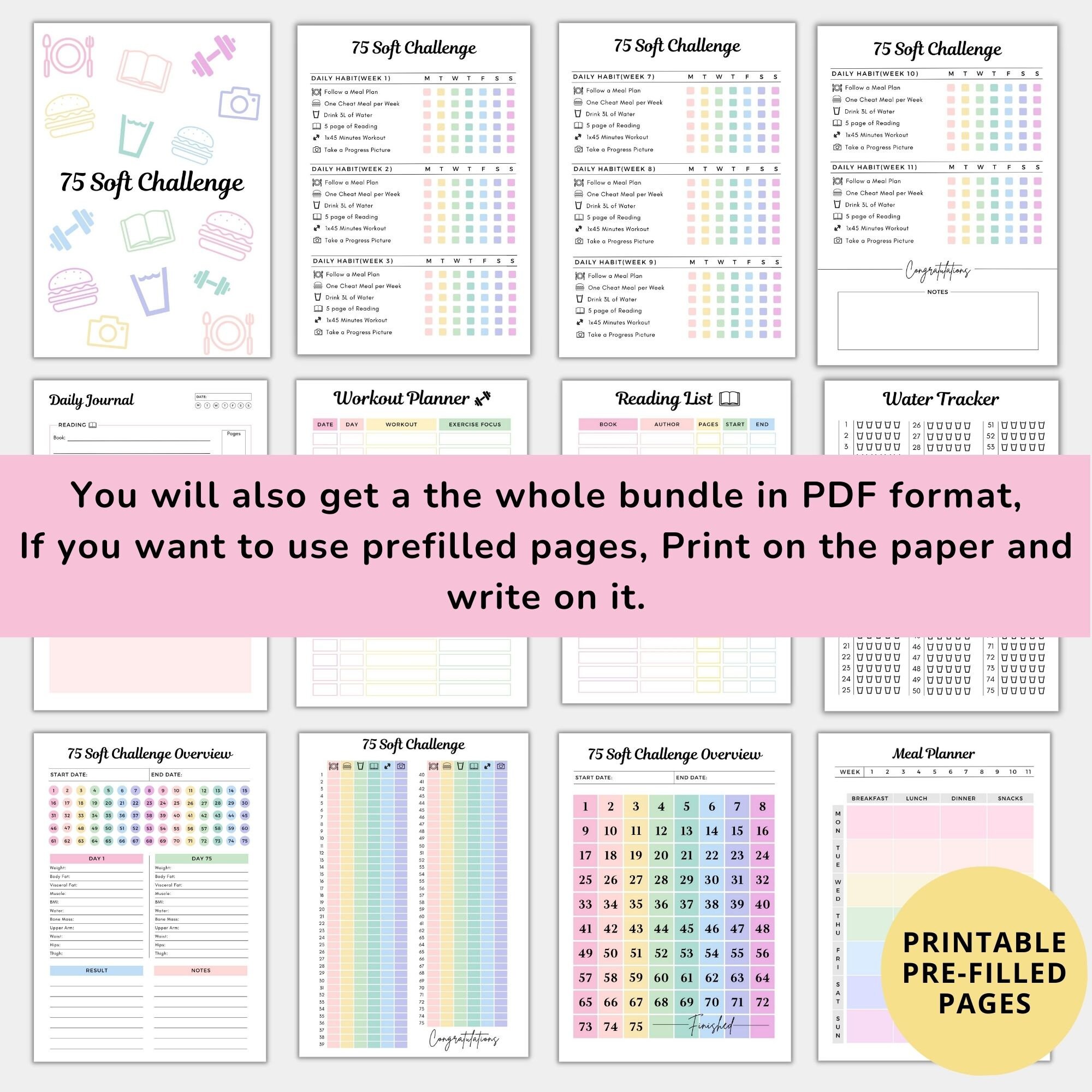 75 Soft Challenge Tracker Printable Editablesoft Challenge - Etsy UK