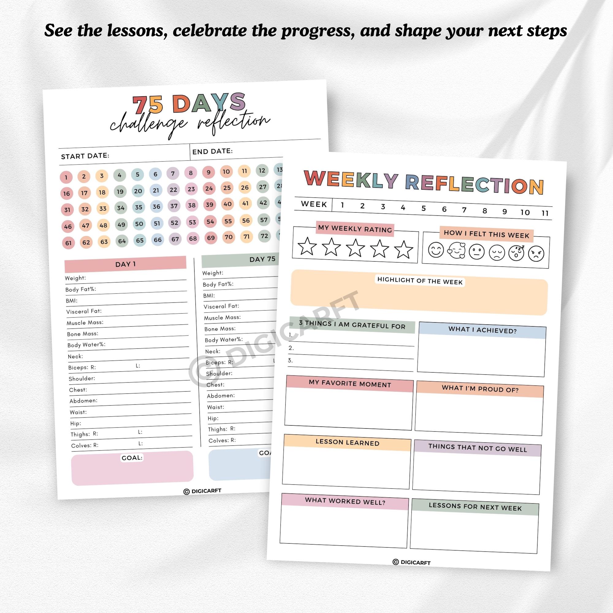 75 Day Challenge Editable,75 Soft Challenge Tracker Planner,fitness ...
