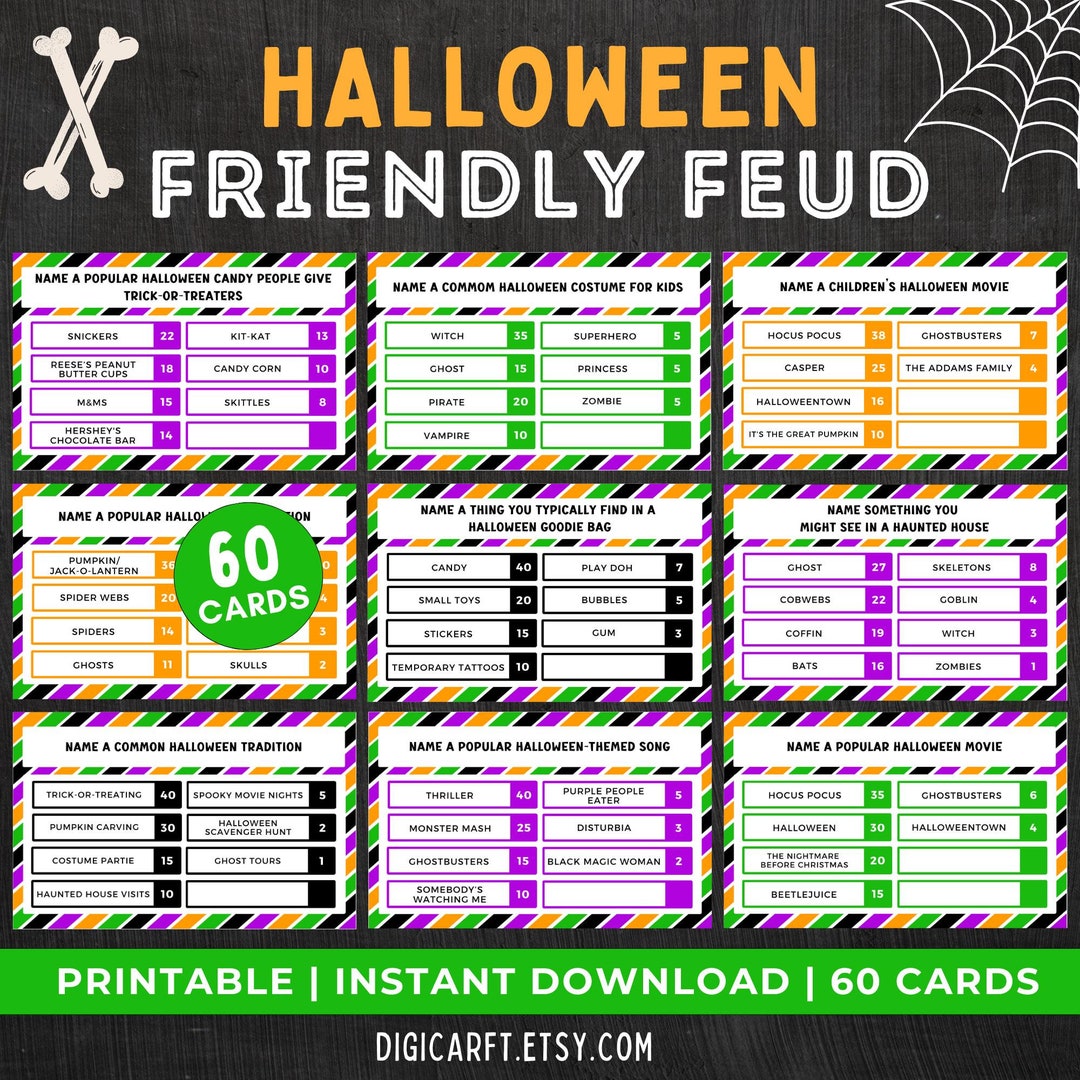 Halloween Friendly Feud Game Printable,family Feud Game,office Party ...