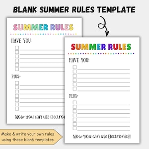 Printable Summer Rules,summer Planner 2025, Summer Checklist Poster for ...