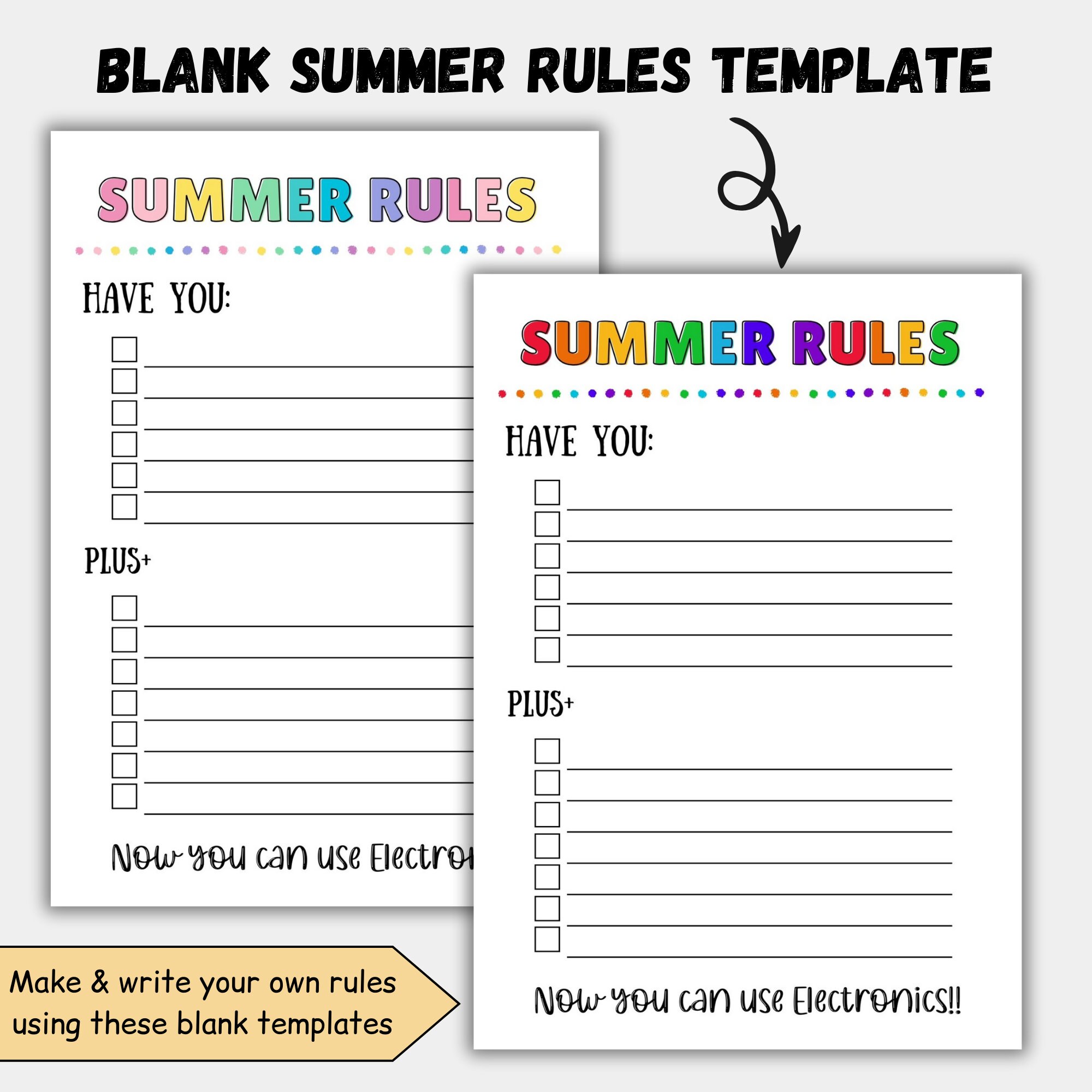 Printable Summer Rules,summer Planner 2025, Summer Checklist Poster for ...