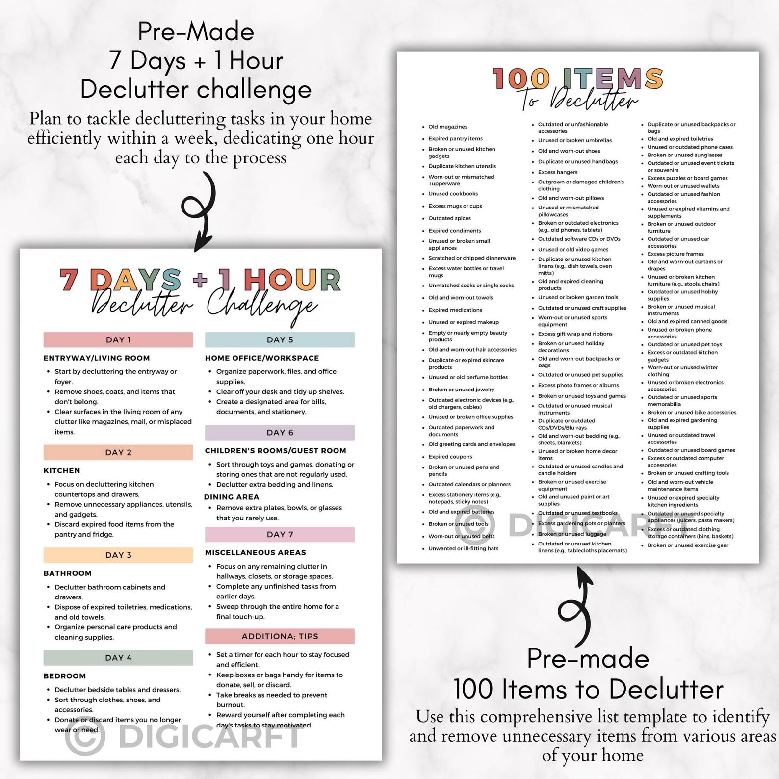 30 Days Declutter Challenge Planner Printable,konmari Decluttering ...