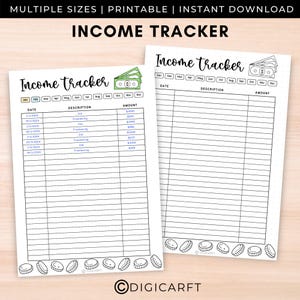 Income Tracker Printable Fillable,income Tracking Template Pdf A5,daily ...