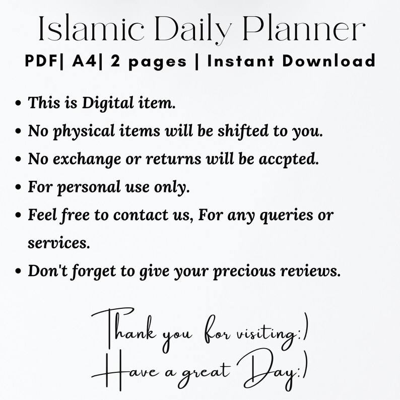 Islamic Daily Planner Printable Islamic Planner Muslim - Etsy
