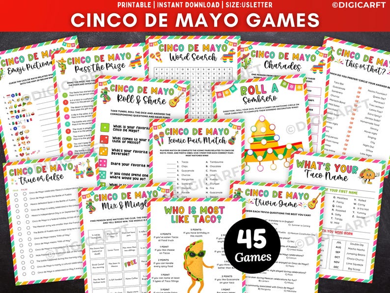 Cinco De Mayo Games Digital Download,cinco De Mayo Trivia Game Night ...