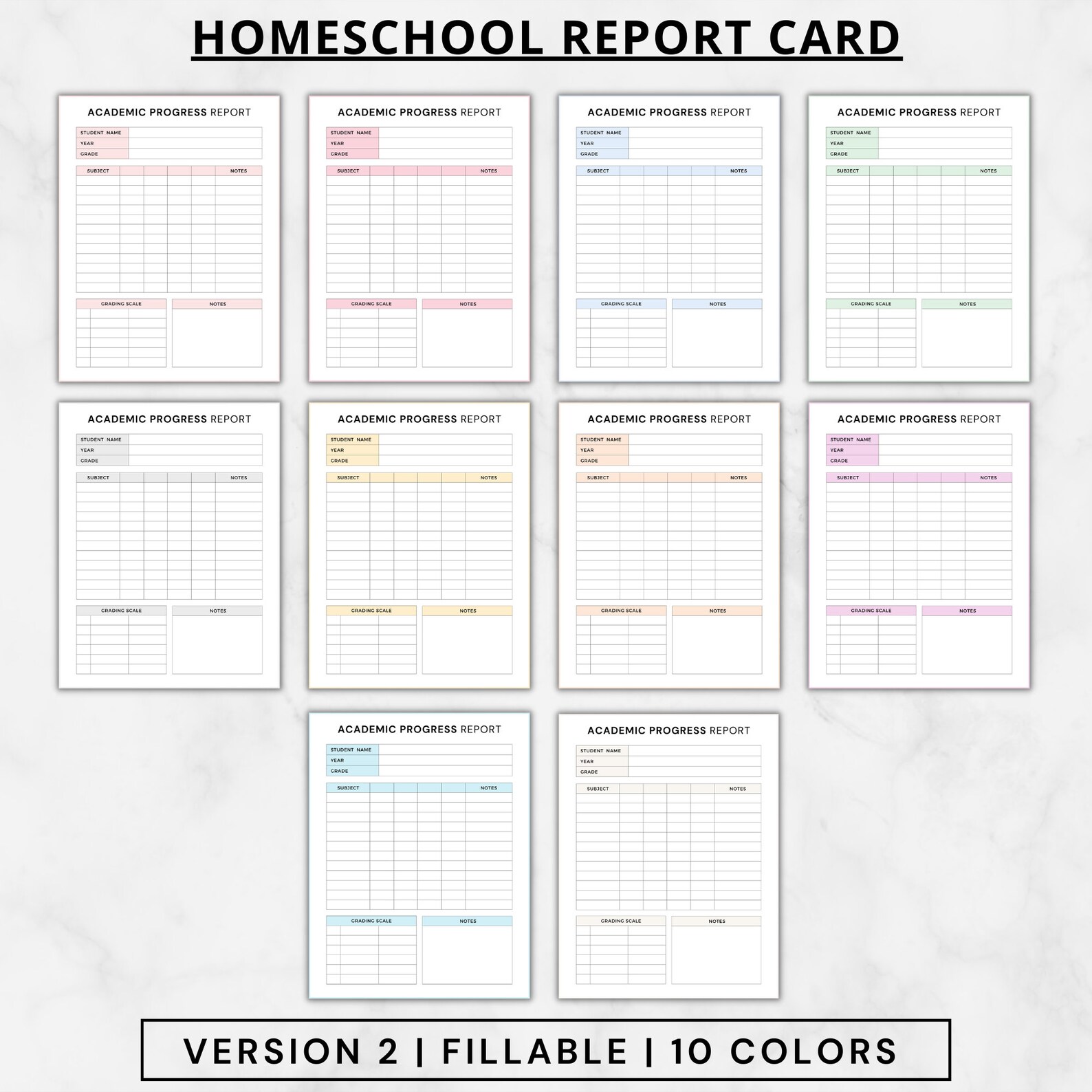 Homeschool Report Card Template Printableacademic Progress - Etsy