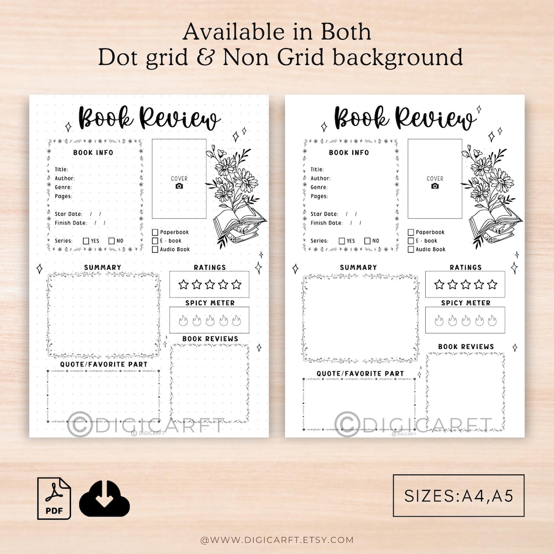 Book Review Template Printable,a5 Journal Reading Review Page,reading ...