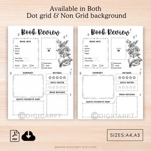 Book Review Template Printable,a5 Journal Reading Review Page,reading ...