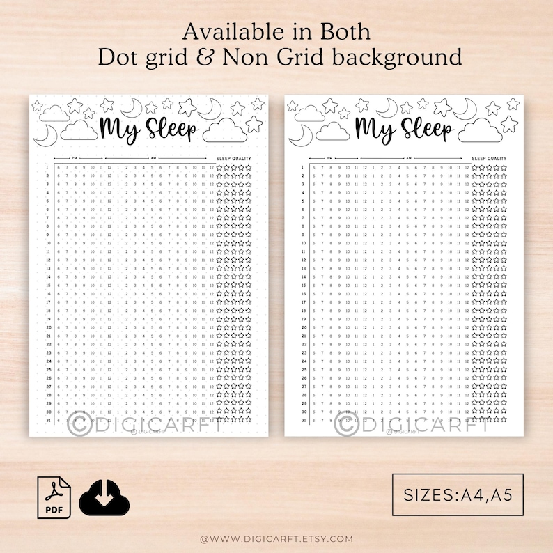 Monthly Sleep Tracker Printable,a5 Bullett Journal Page,sleep Quality ...
