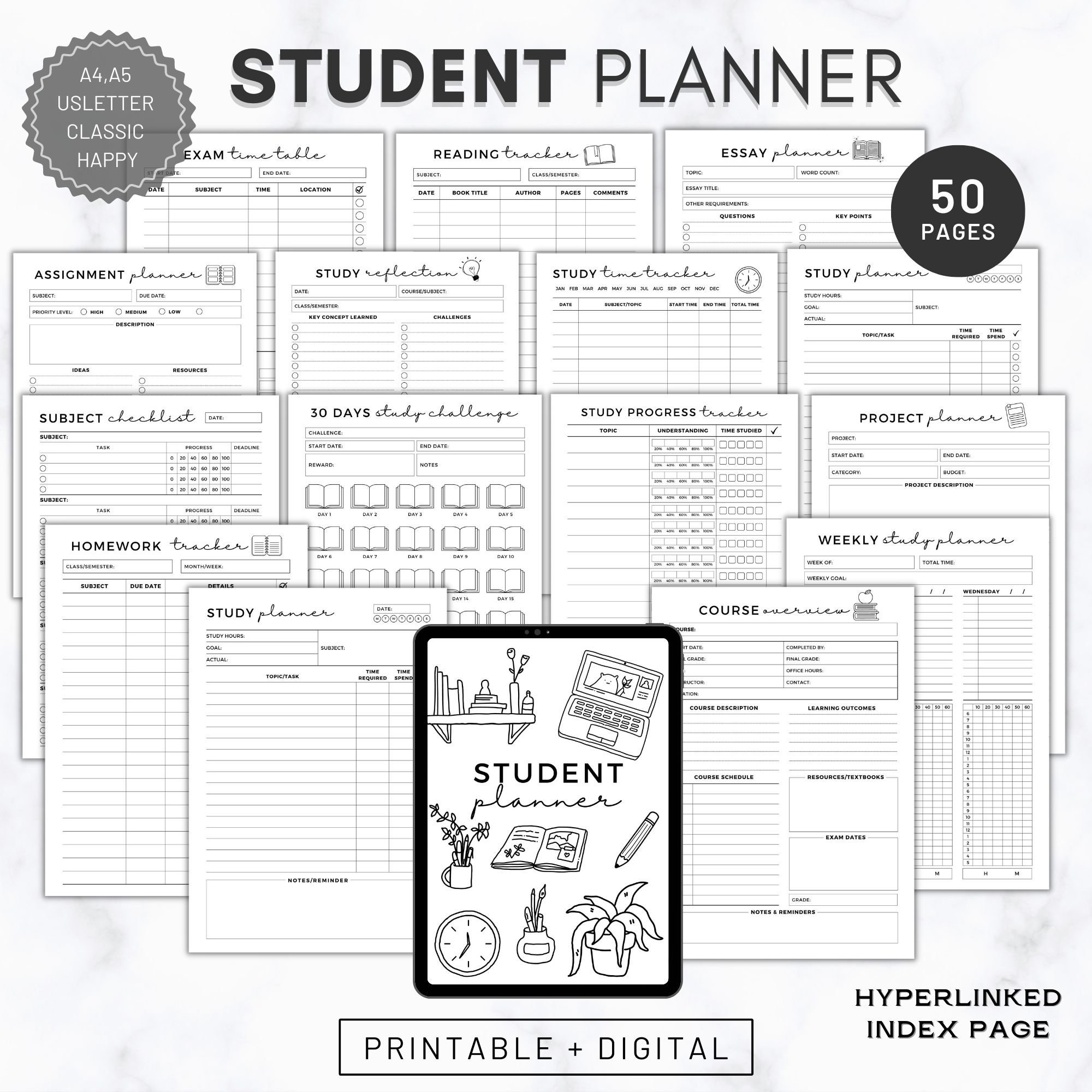 Ultimate Printable Student Planner 2023 2024,college Academic Student ...