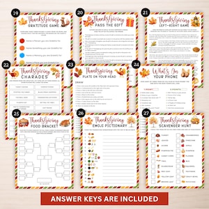 Thanksgiving Games Bundle Printable,friendsgiving Party Game ...