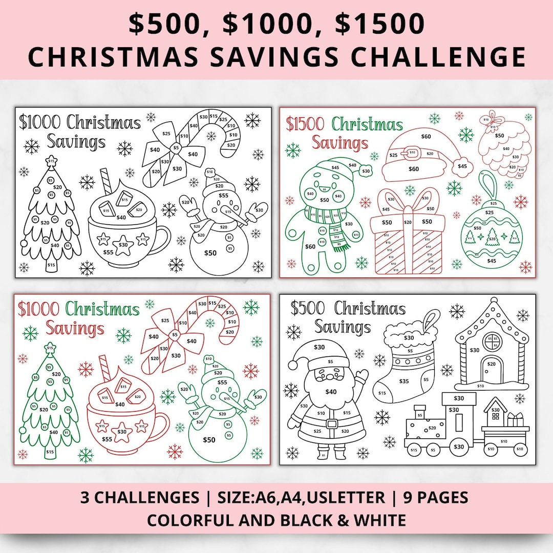 1000,500,1500 Christmas Savings Challenge Printable Cash Envelope ...