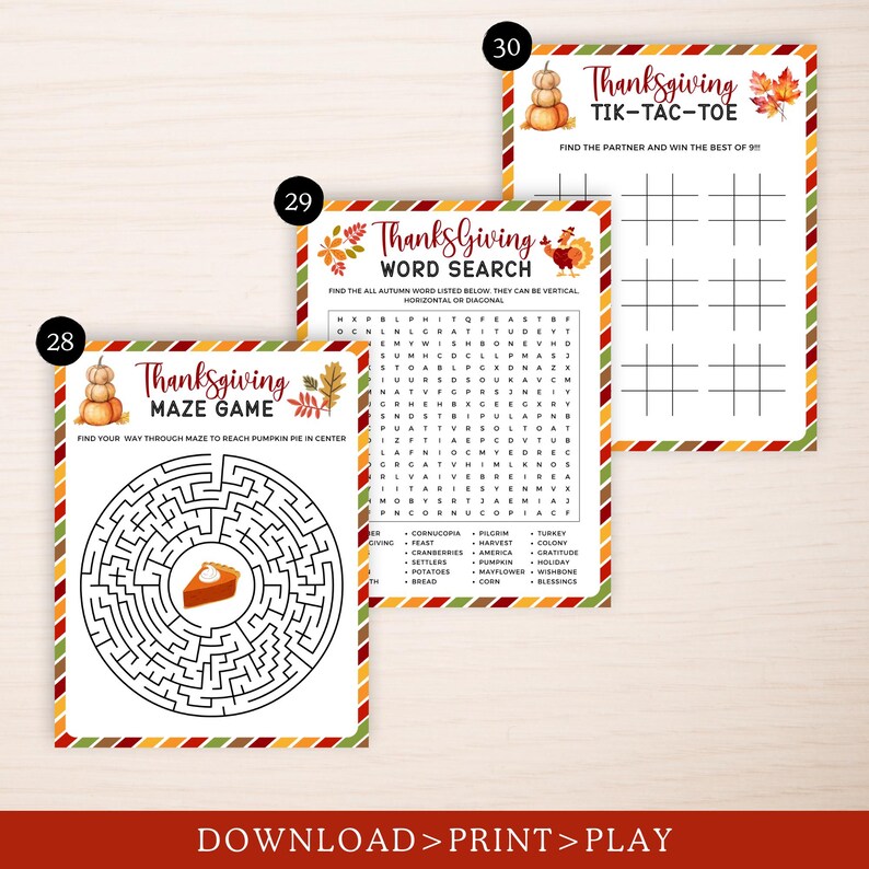 Thanksgiving Games Bundle Printabl,holiday Party Game Bundle ...