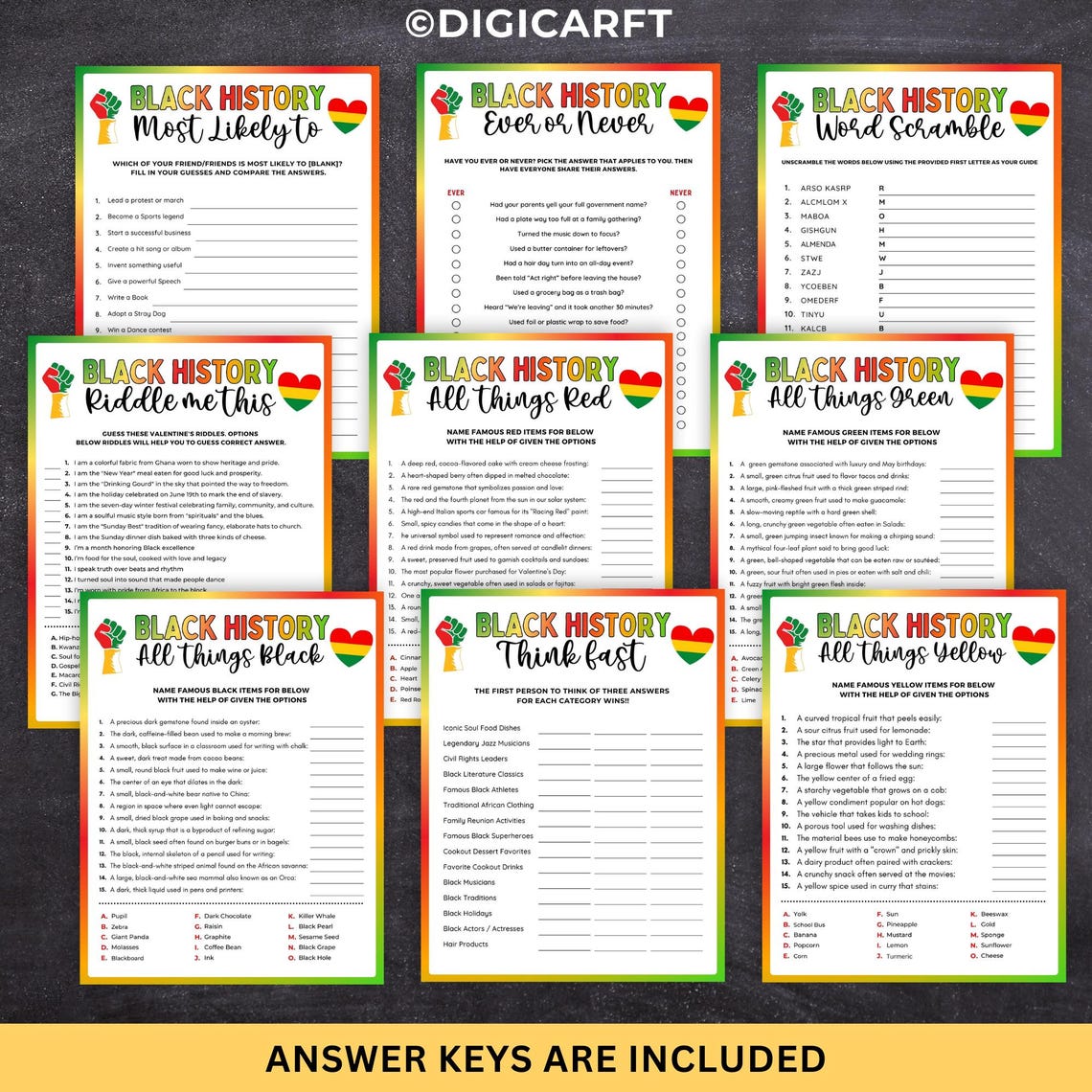 Black History Month Games Bundle,black People Trivia,black History Pass ...