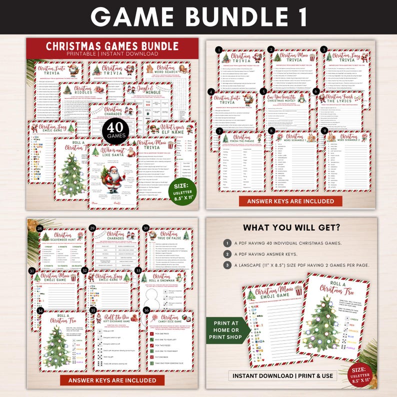 Christmas Mega Game Bundle,printable Christmas Games for Kids,family ...