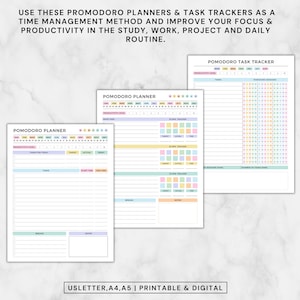 Pomodoro Planner Printable,productivity Planner Ipad,study Session Planner,pomodoro Tracker,10 ...