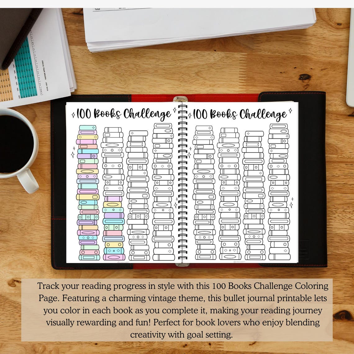 100 Book Challenge Tracker Printable,books Reading Challenge Templates ...