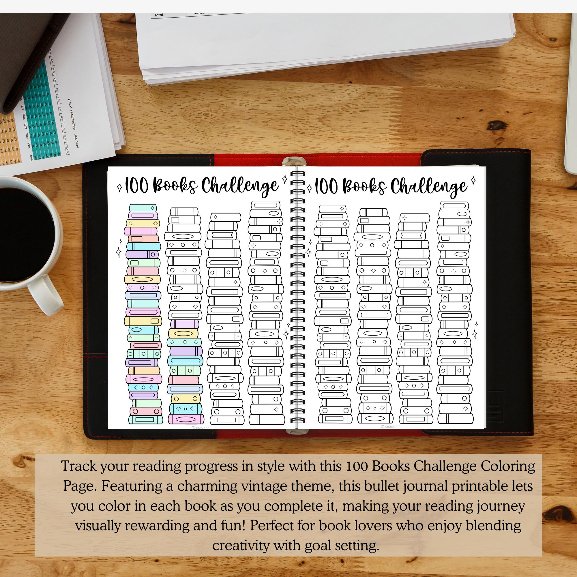 100 Book Challenge Tracker Printable,books Reading Challenge Templates ...