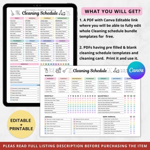 Ultimate Cleaning Schedule Bundle Editable,cleaning Planner Bundle A4,weekly,monthly,yearly ...