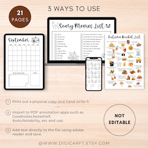 Autumn Journal Kit Printable,printable Fall Bucket List,bujo Autumn ...