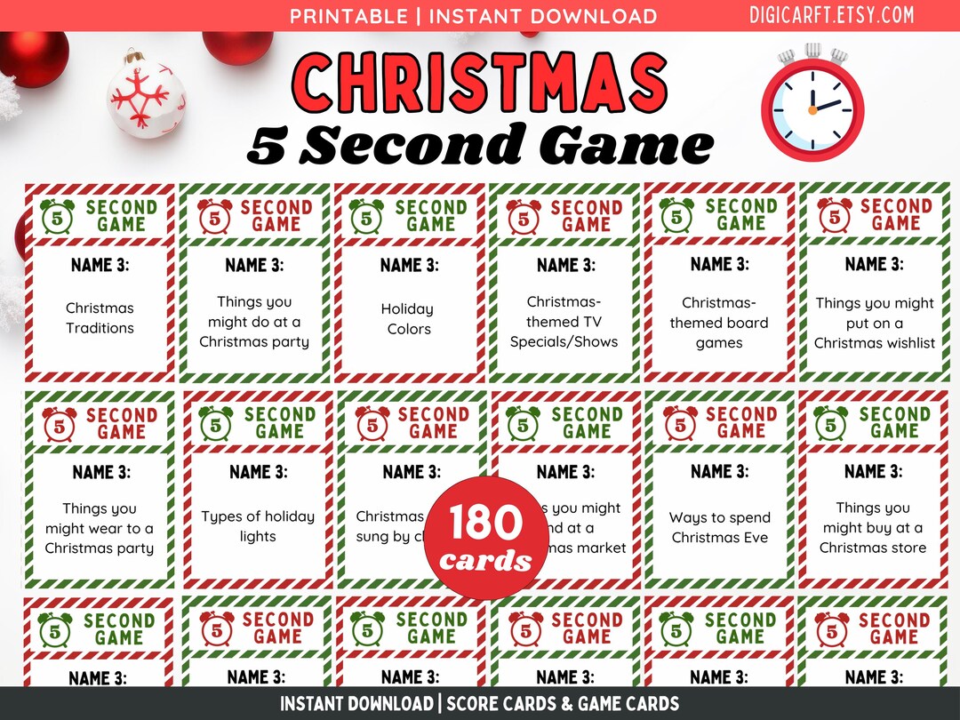 Christmas 5 Second Games for Kids,printable Christmas Games for Group ...