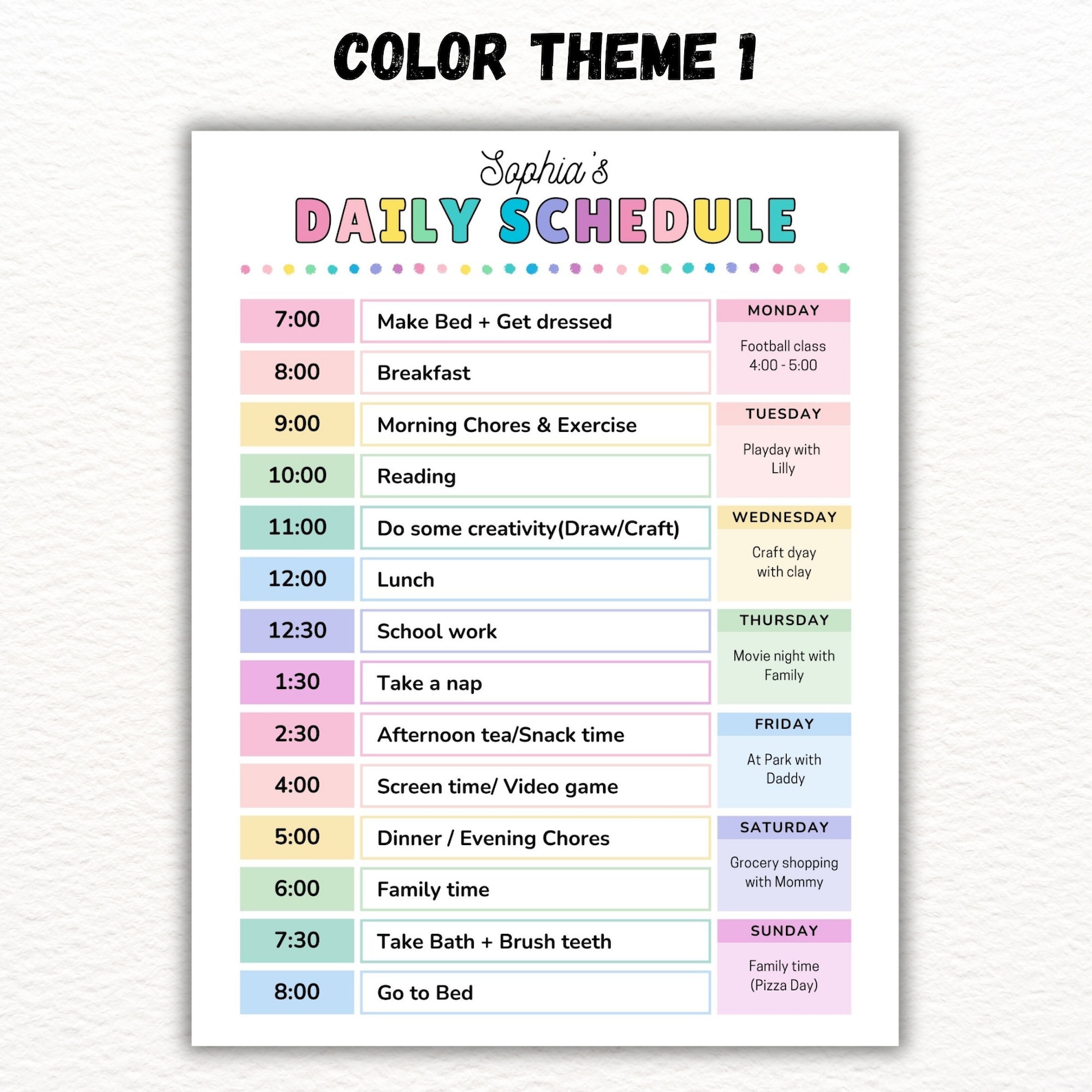 Editable Kids Daily Schedule Template,summer Daily Checklist for Kids ...
