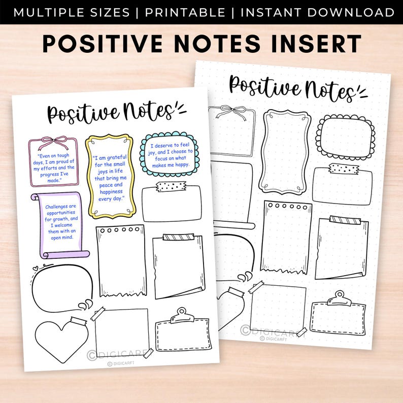 Positive Notes Template Printable,daily Affirmation Journal A5,monthly ...