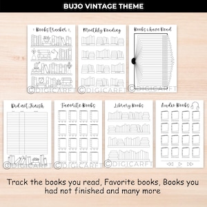 Book Reading Journal Bundle Printable Page,a5 Bullet Journal Pages ...