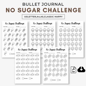 No Sugar Challenge 30 Days Printable,no Sweet 30 Days Challenge Log ...