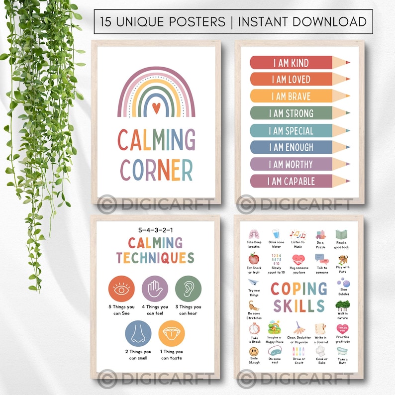 Calm Down Corner Poster Decor for Kids Room Boho,emotion Calming Place ...