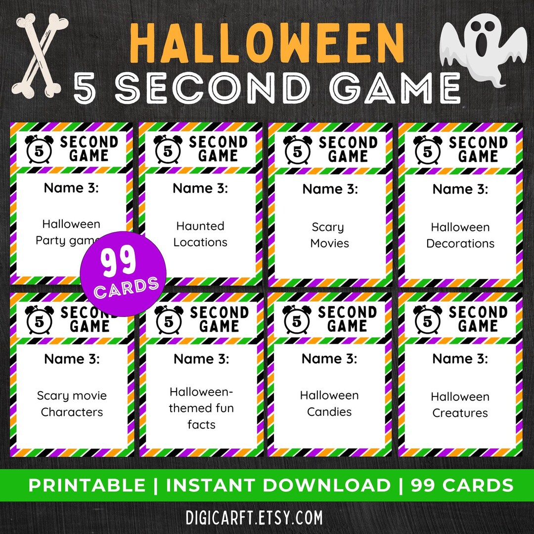 Haloween 5 Second Game,printable Halloween Games for Kids Teens and ...