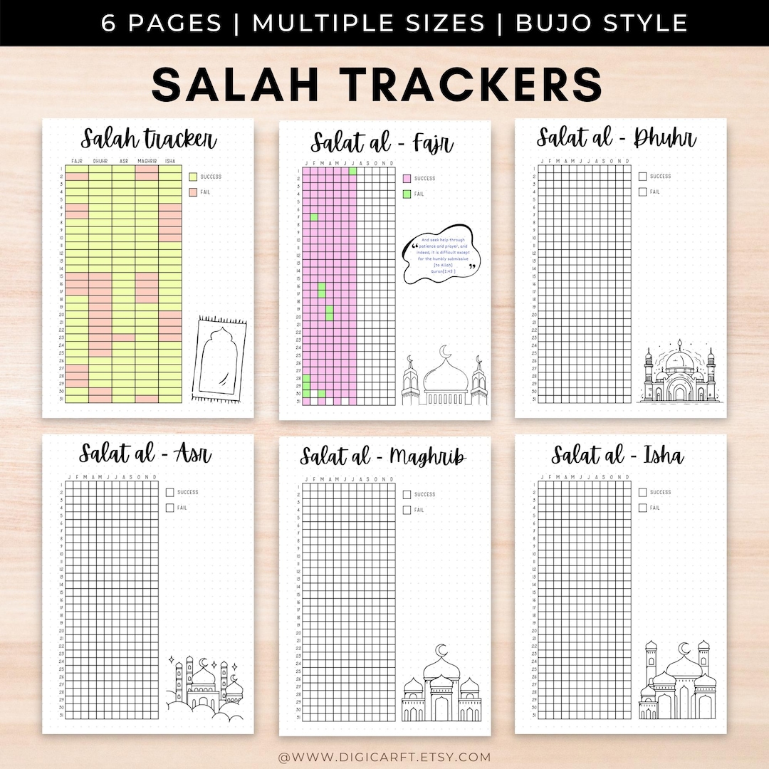 Salah Tracker Printable,muslim Prayer Tracker,monthly Prayer Tracker ...