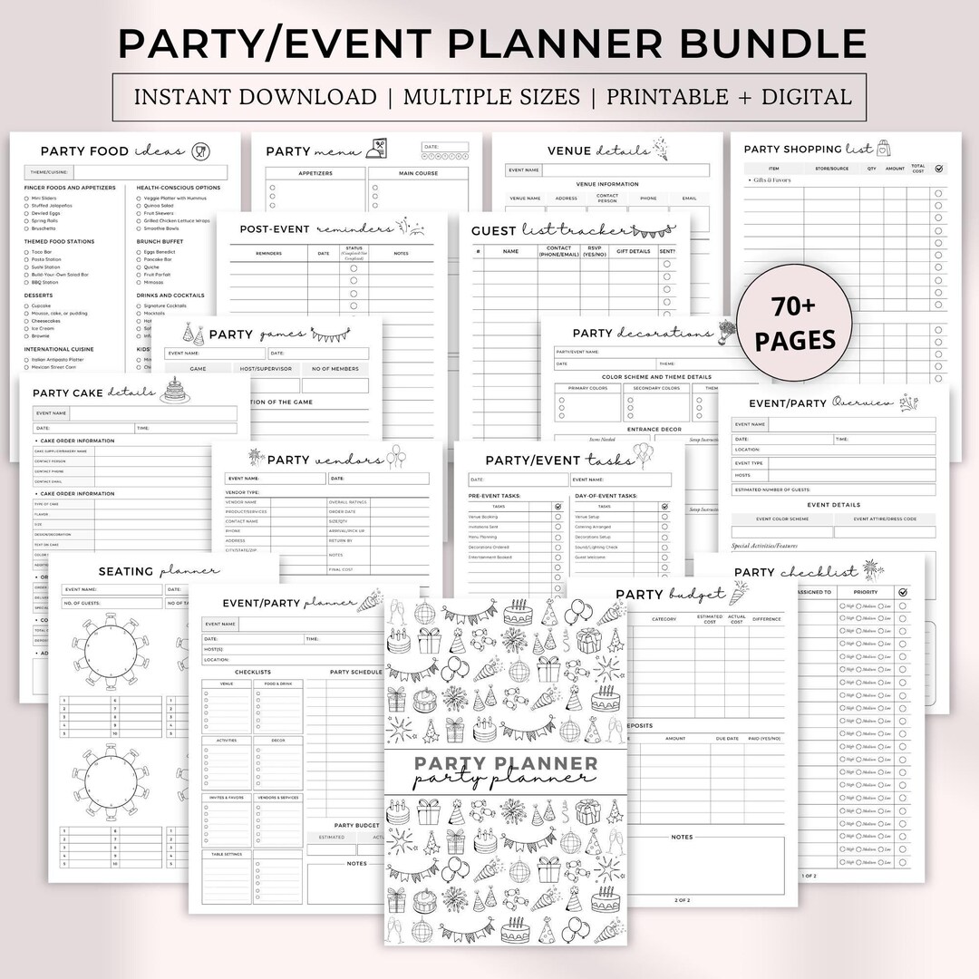 Party Planner Bundle Printable,event Planner Notebook,digital Birthday ...