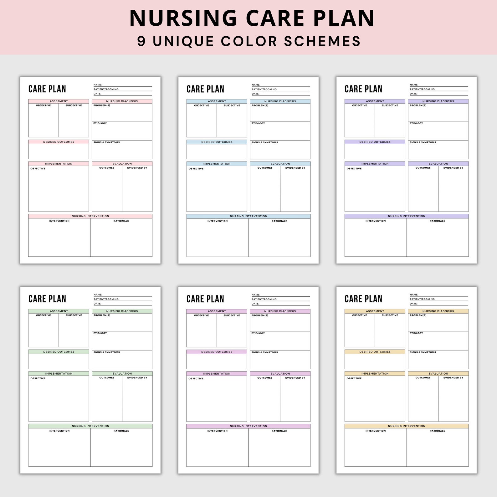 Nursing Care Plans Printable,nurse Care Plan Template,printable Nursing ...