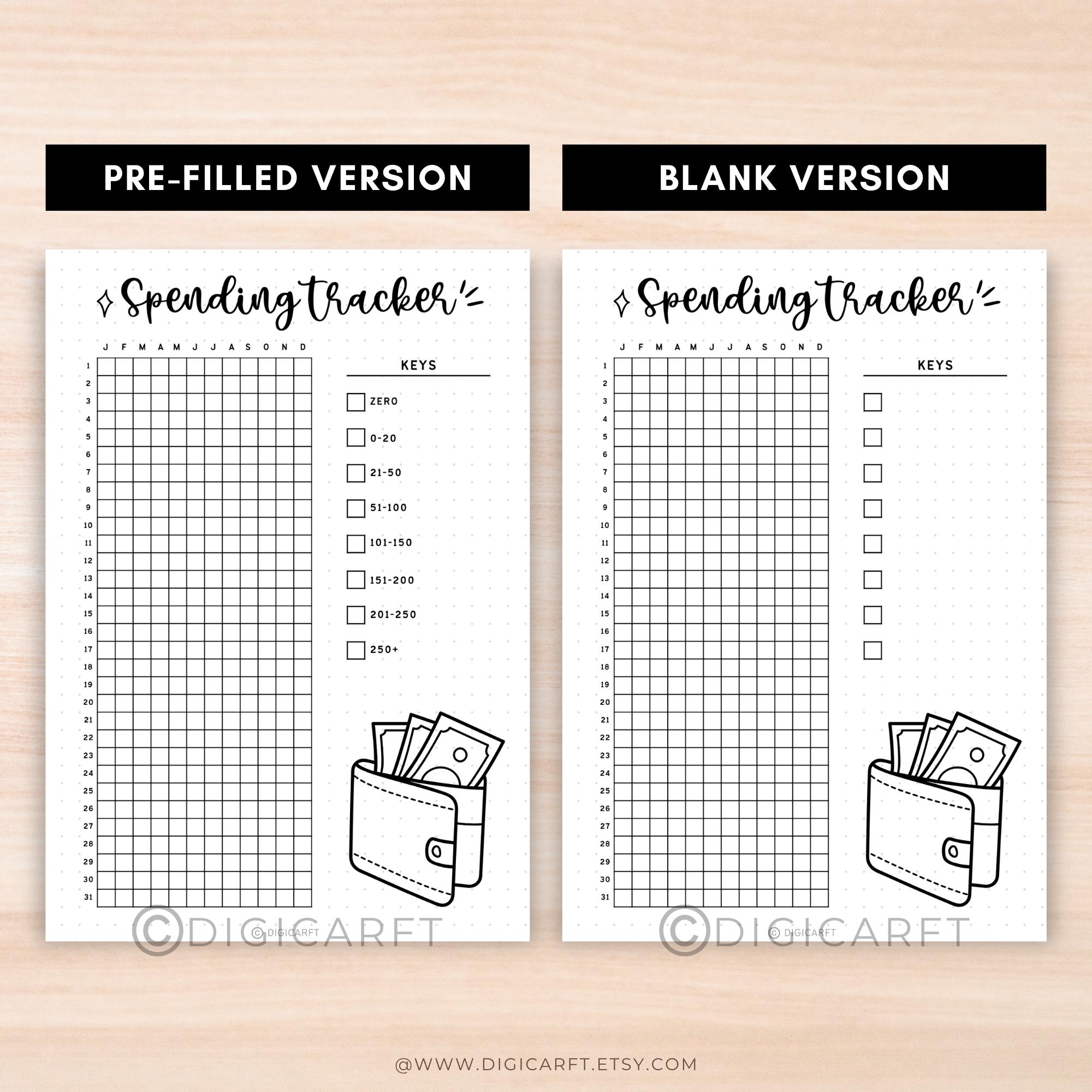 Yearly Spending Tracker Journal Page Printable,daily Expense Log A4 ...