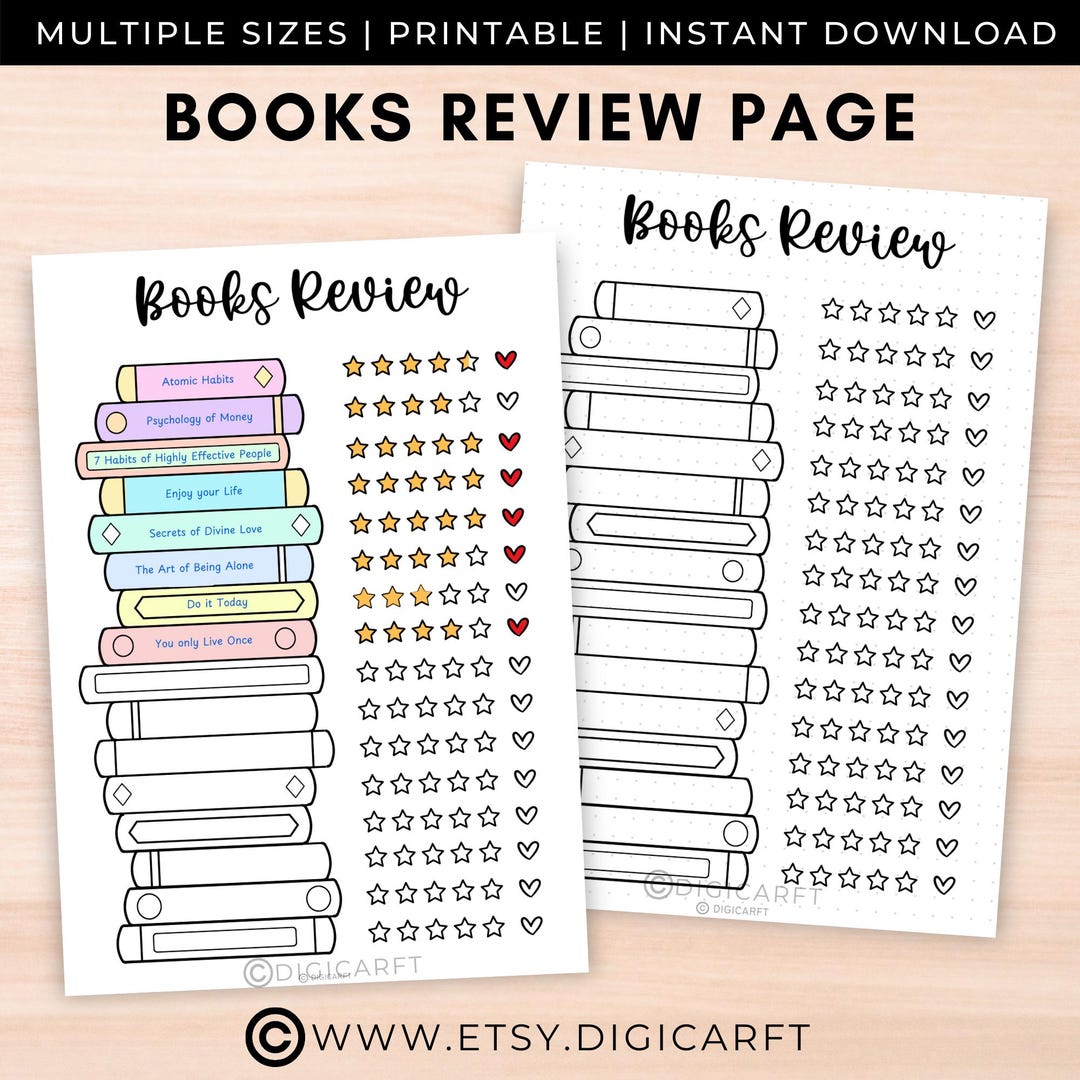 Book Review Template Printable,a5 Journal Reading Review Page,reading ...