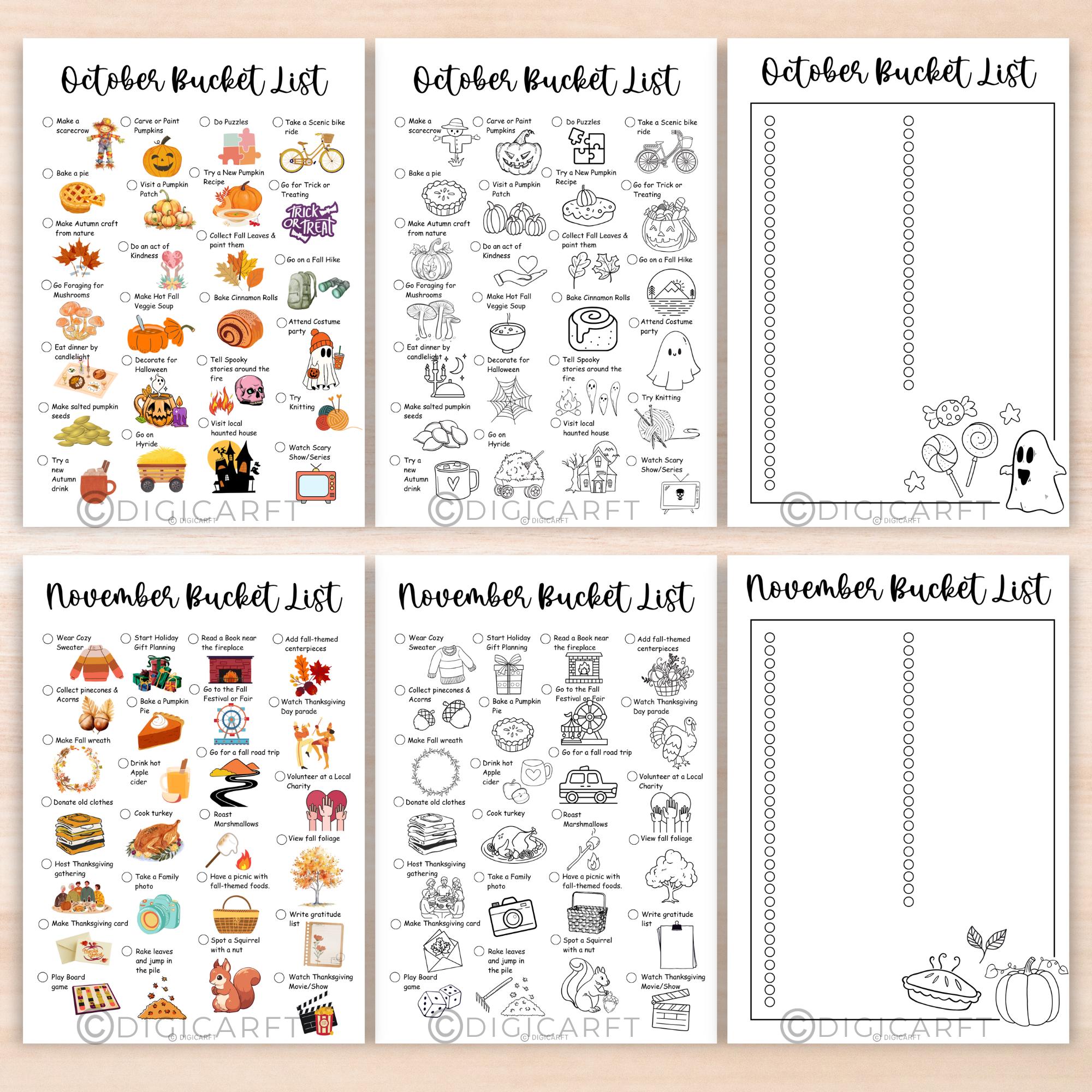 12 Monthly Bucket List Bullet Journal Bundle,monthly to Do List ...