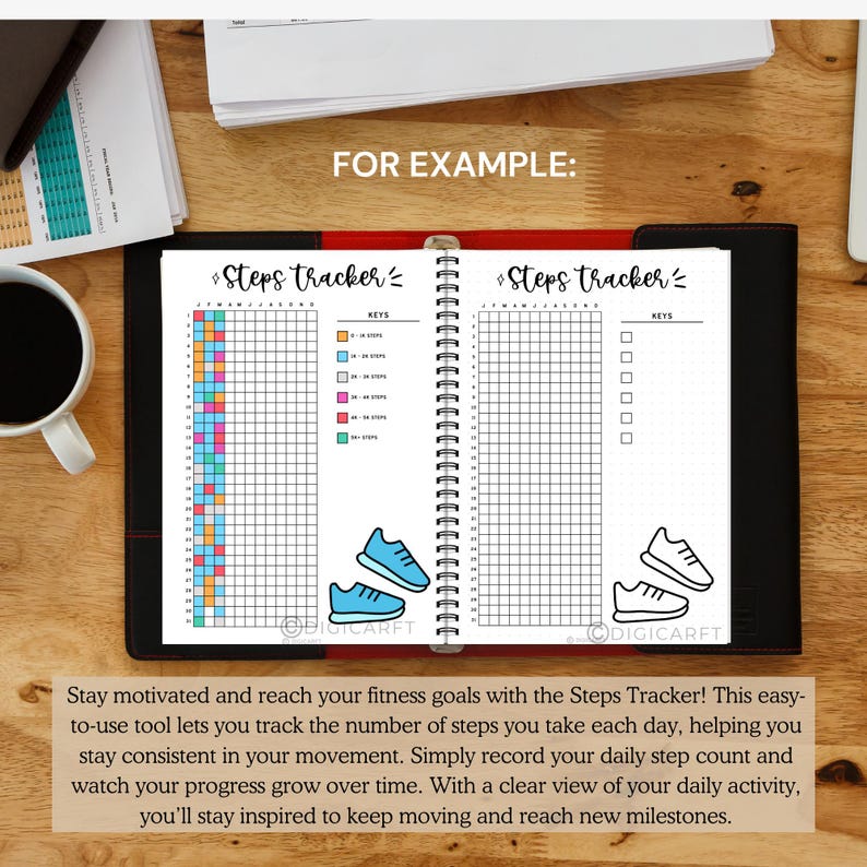 Yearly Steps Tracker Printable: A5 Biko Fitness Journal Insert (digital ...