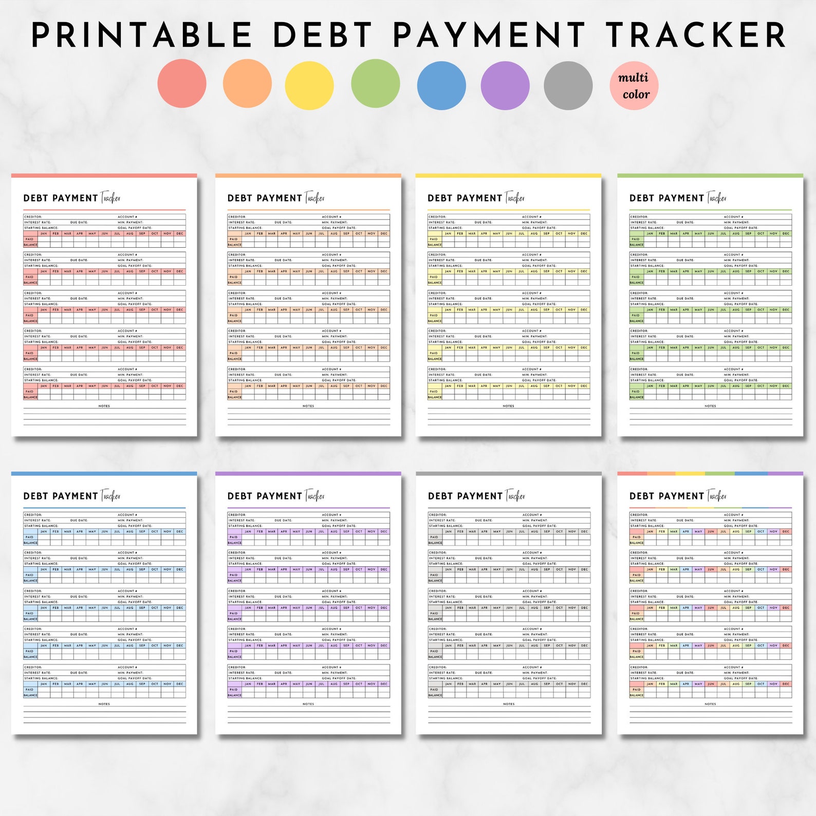 Debt Tracker Printable Debt Payment Tracker Printable Debt | Etsy