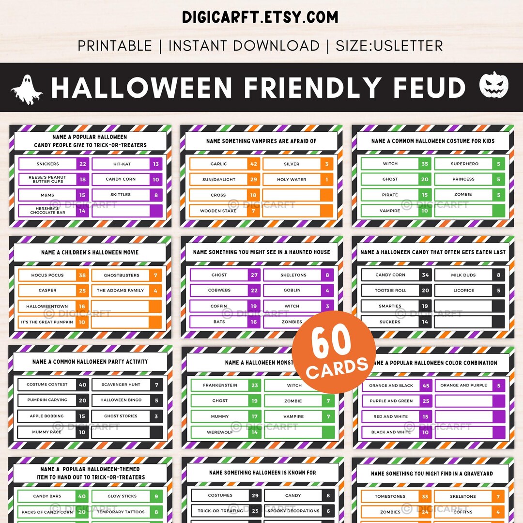 Halloween Friendly Feud Game Printable,family Feud Game,office Party ...