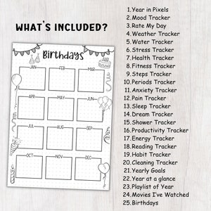 Yearly Trackers Bundle Printable A5,premade Bullett Journal Pages 2025 ...