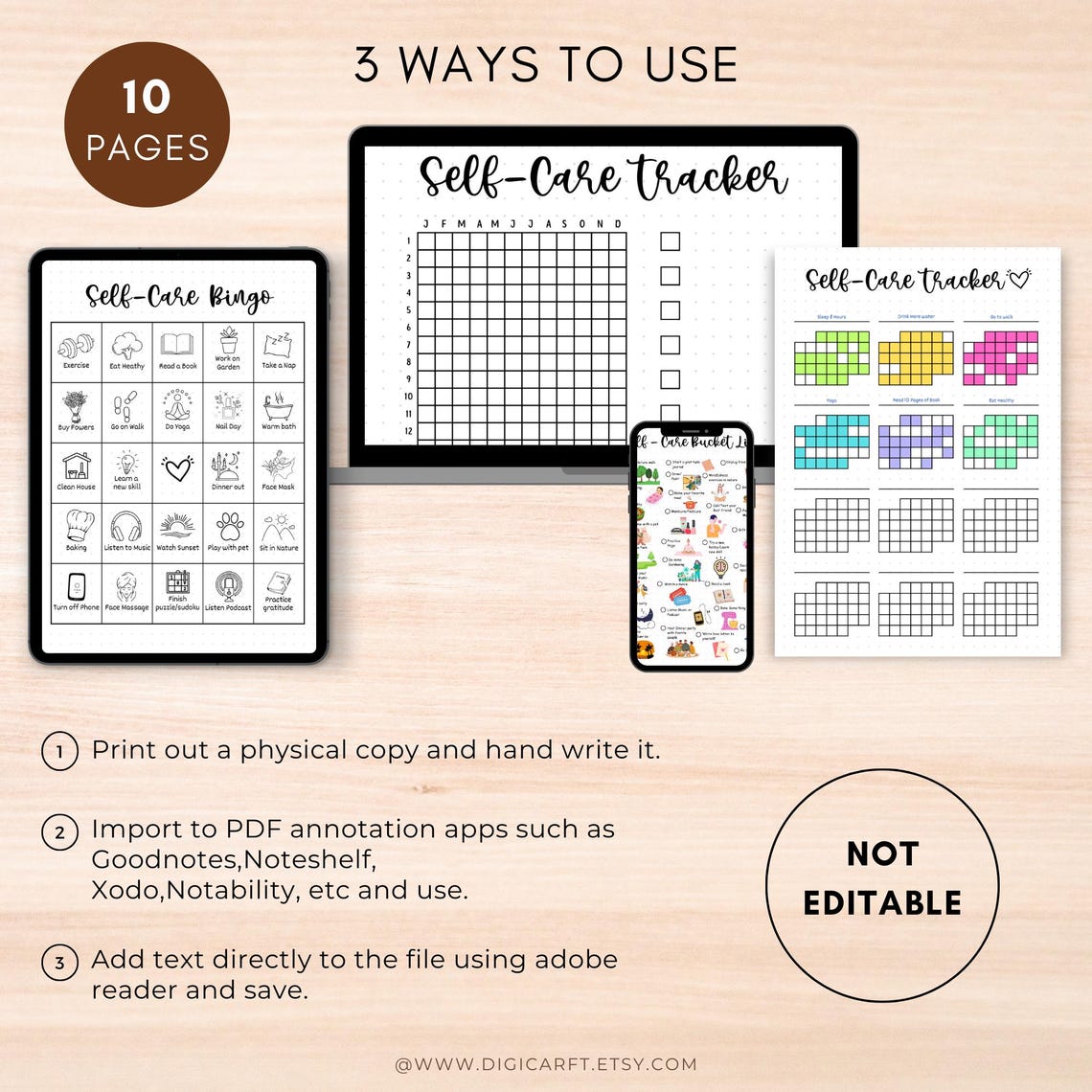 Self Care Journal Printable,self Care Checklist,daily Monthly Self Care ...