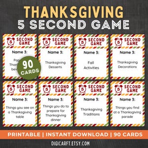 Thanksgiving 5 Second Game,printable Thanksgiving Games Bundle for ...